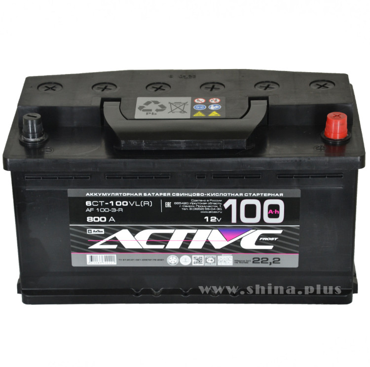 АКБ100Ah Active Frost (о.п+) 800А(EN) 12V